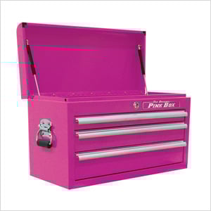 The Pink Box PB2603C | Pink Tool Chest | 3-Drawer Tool Chest