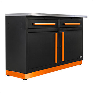 Fusion Pro Base Cabinet with Stainless Steel Work Surface (Orange)