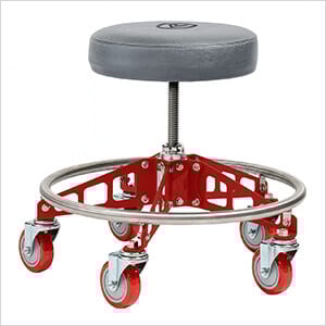 Vyper Chair RS-G-R-R | Robust Steel Rolling Shop Stool (Grey Seat, Red ...