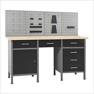 vidaXL 3053429 | 5-Foot Workbench Storage System with Pegboard