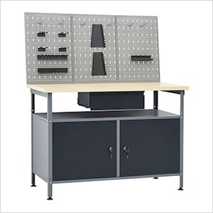 vidaXL 3053427 | 4-Foot Workbench Storage System with Pegboard