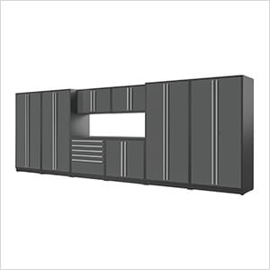 9-Piece Glossy Grey Cabinet Set with Silver Handles and Powder Coated ...