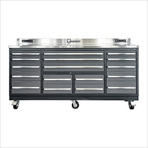 17-Drawer 7-Foot Heavy Duty Garage Workbench with Casters