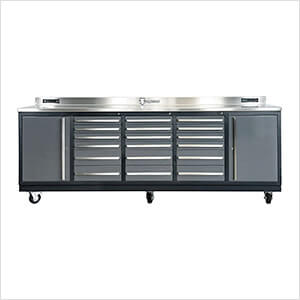 18-Drawer 9-Foot 4-1/4-Inch Heavy Duty Garage Workbench with Casters