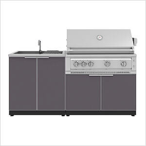 Aluminum Slate 3-Piece Outdoor Kitchen Set with 40-Inch Liquid Propane ...