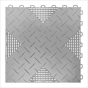 TurboTile Hybrid-X 17" x 17" Silver Garage Floor Sample Tile