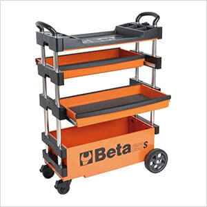 Beta Tools C27S-O | Collapsible Rolling Tool Cart Trolley (Orange)